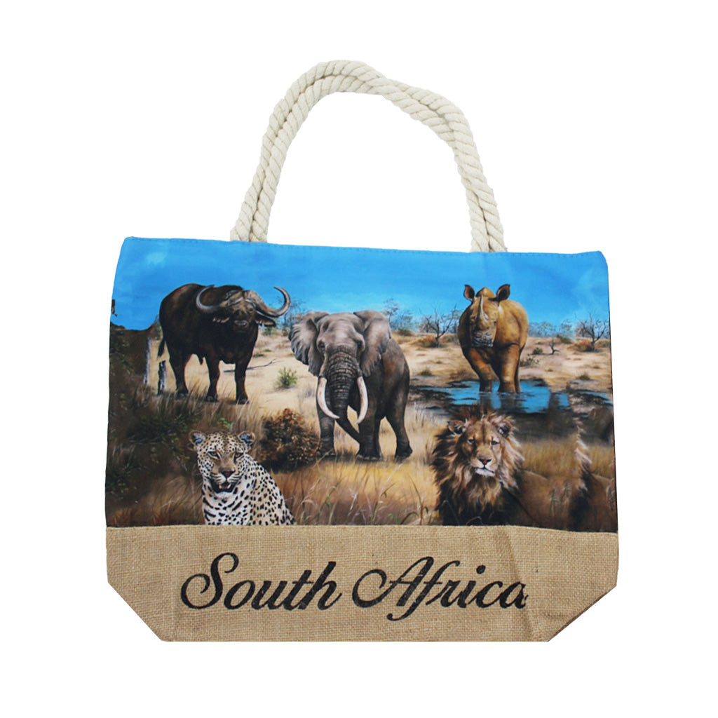 Beige Beach Bag with Sea Horse Print - BuyAbility South Africa